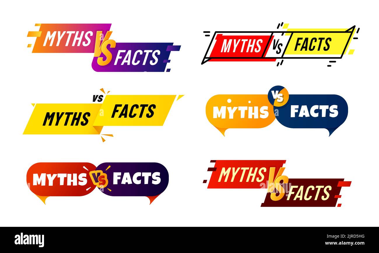Symbole für Mythen und Fakten. Wahrheit und falsche Abzeichen. Falsche ... Symbole für Mythen und Fakten. Wahrheit und falsche Abzeichen. Falsche ...
