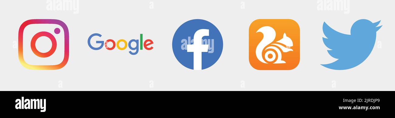 Instagram-Symbollogo, Google-Logo, Facebook-Logo, UC-Browserlogo ...