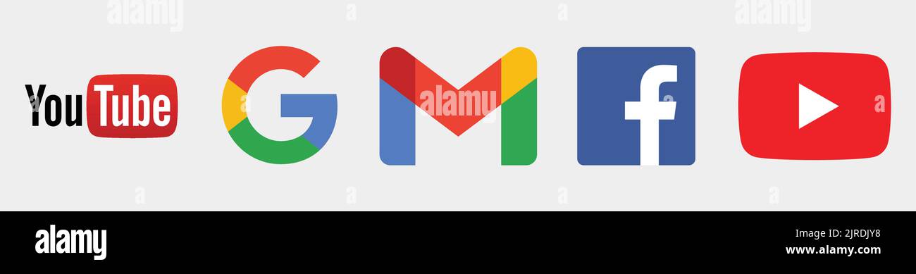 Google-Logo, Google Mail-Logo, Facebook-Logo, Youtube-Logo, YouTube ...