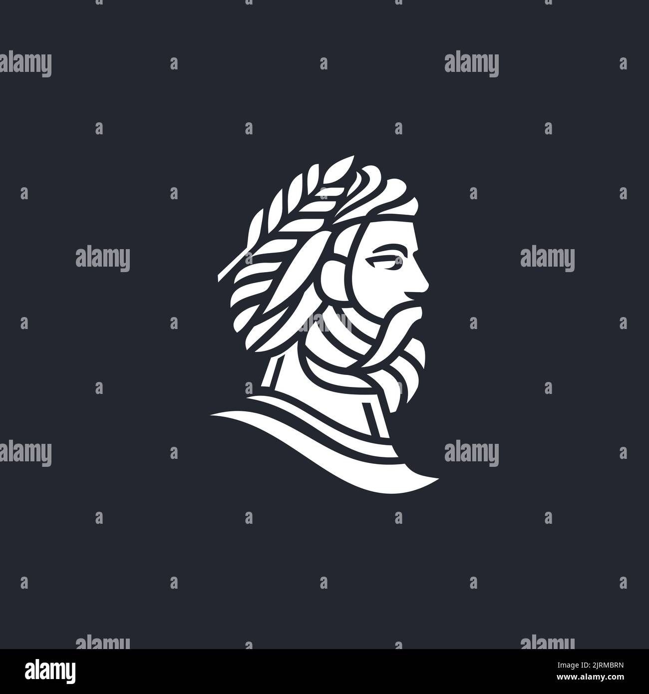 Griechischer Kaiser Logo. gott Kopf trägt Lorbeerkranz Statue Symbol ...