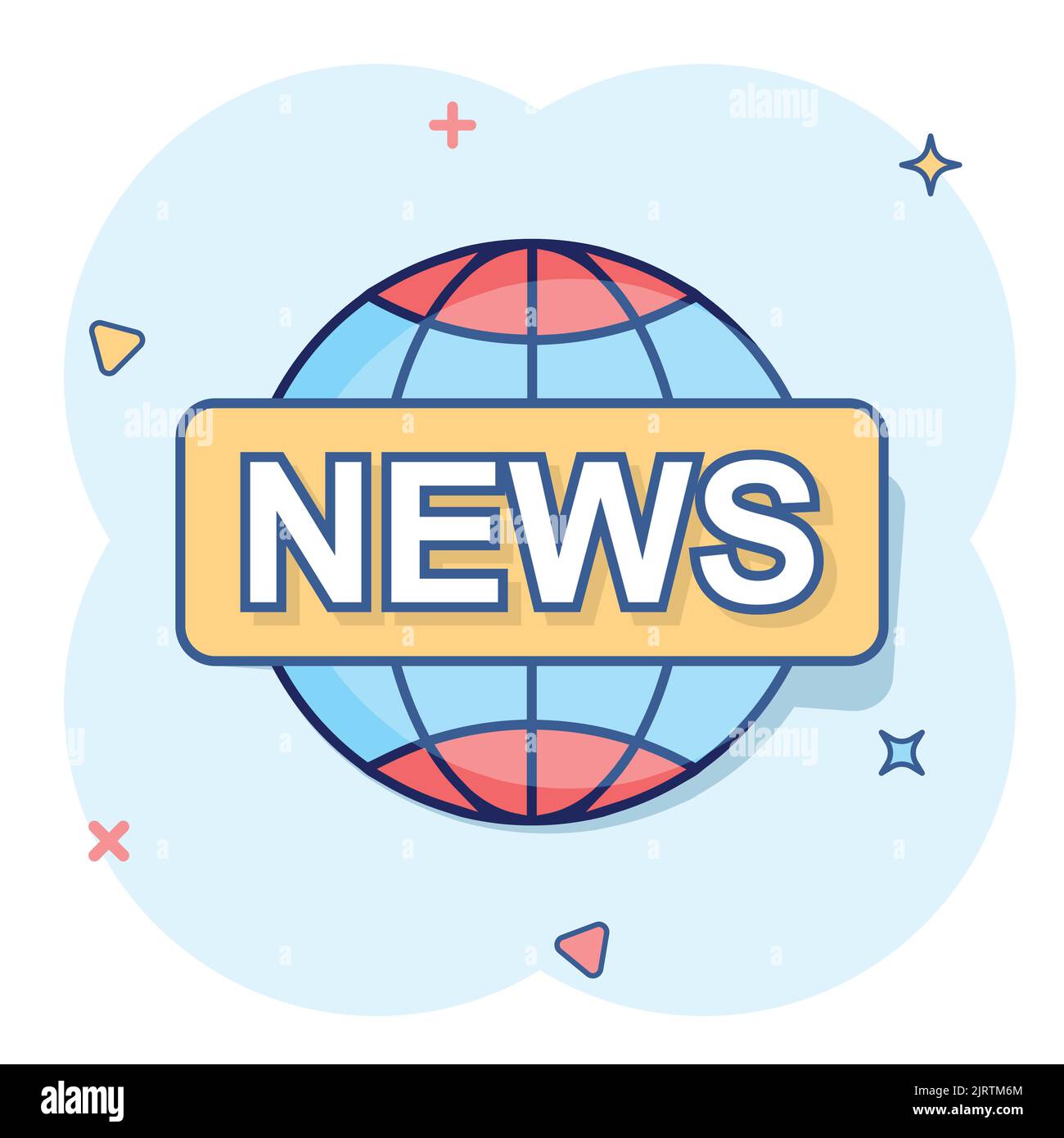 Vektor cartoon Globus Nachrichten Symbol im Comic-stil. Welt News sign ...