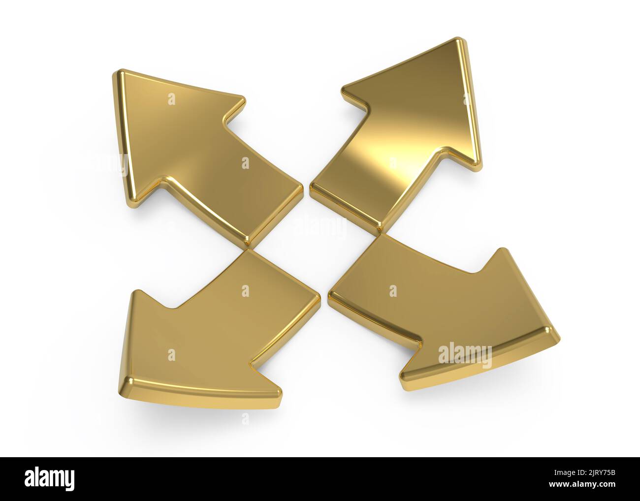 Vier goldene Pfeile zeigen aus der Mitte. Symbol mit goldenen Pfeilen ... Vier goldene Pfeile zeigen aus der Mitte. Symbol mit goldenen Pfeilen ...