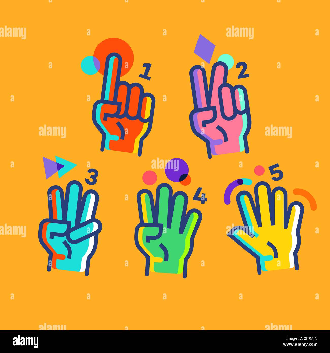 Zahl Hand Vektor. Hand Geste zählen 1 2 3 4 und 5 Vektor-Symbol ...