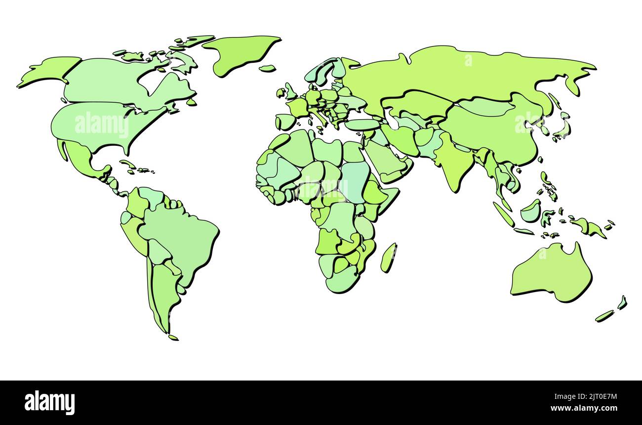 Einfache Weltkarte auf weißem Hintergrund Vektor-Illustration Stock ...
