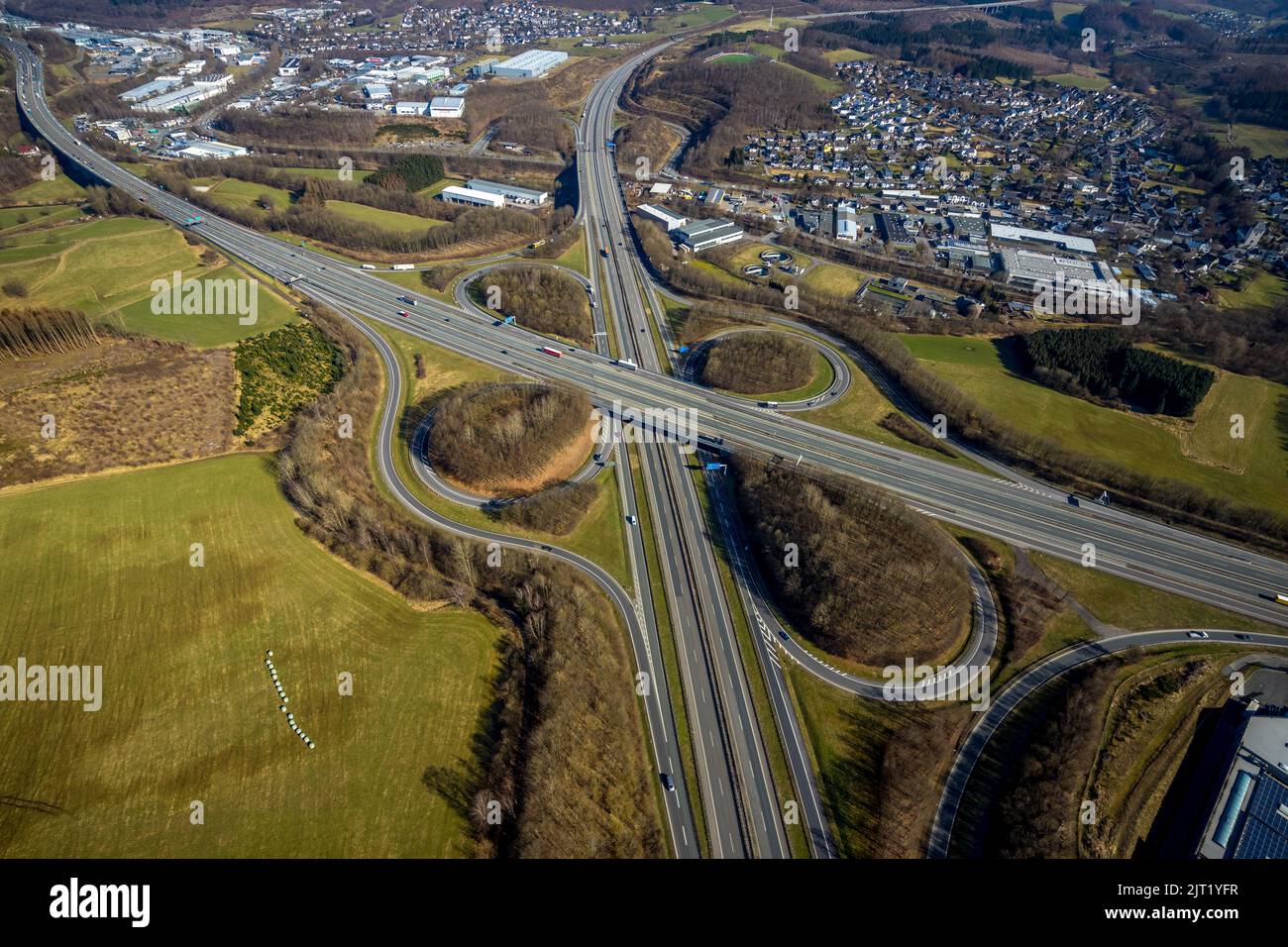 Autobahnkreuz Olpe-Süd, Autobahn A4 und Autobahn A45, Gerlingen, Wenden ...