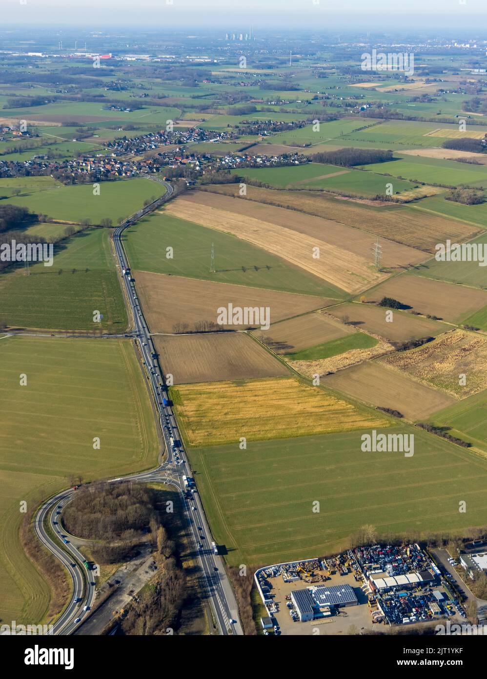 Luftaufnahme, geplanter Autobahnbau der A445 von Werl nach Hamm zur ...