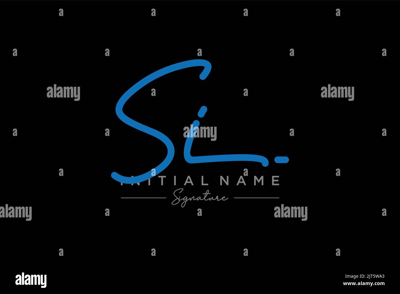 Vorlage für SI-Signatur-Logo. Handgezeichnete Kalligraphie Schriftzug ...