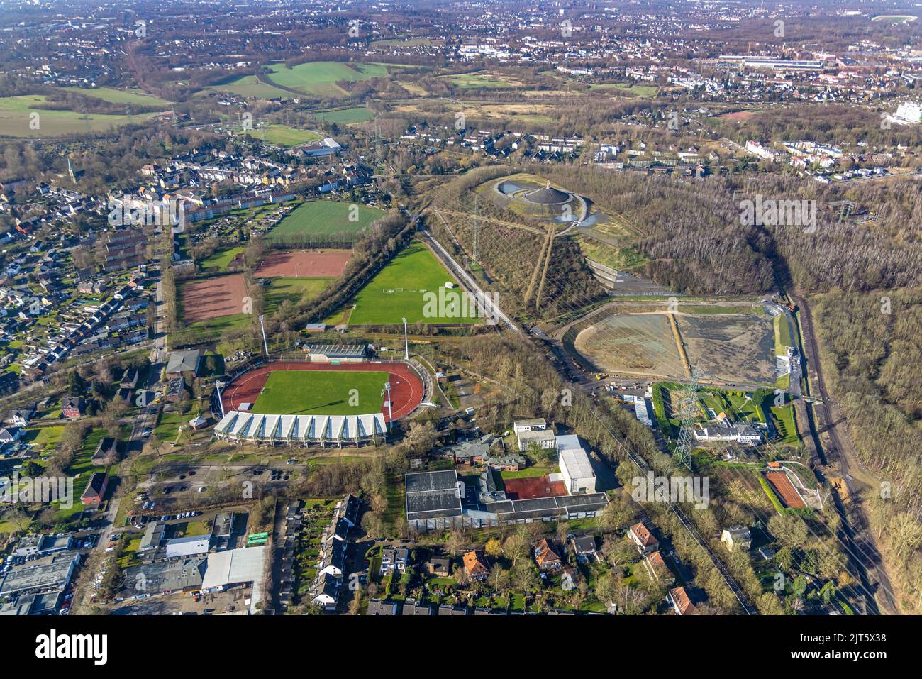 Luftaufnahme, Rheinelbe-Slagheapstadion und Lohrheide-Stadion und ...