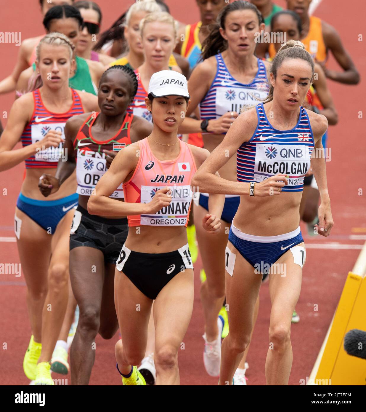 Eilish McColgan von GB&NI und Ririka Hironaka aus Japan treten im Finale der Frauen 10.000m bei ...
