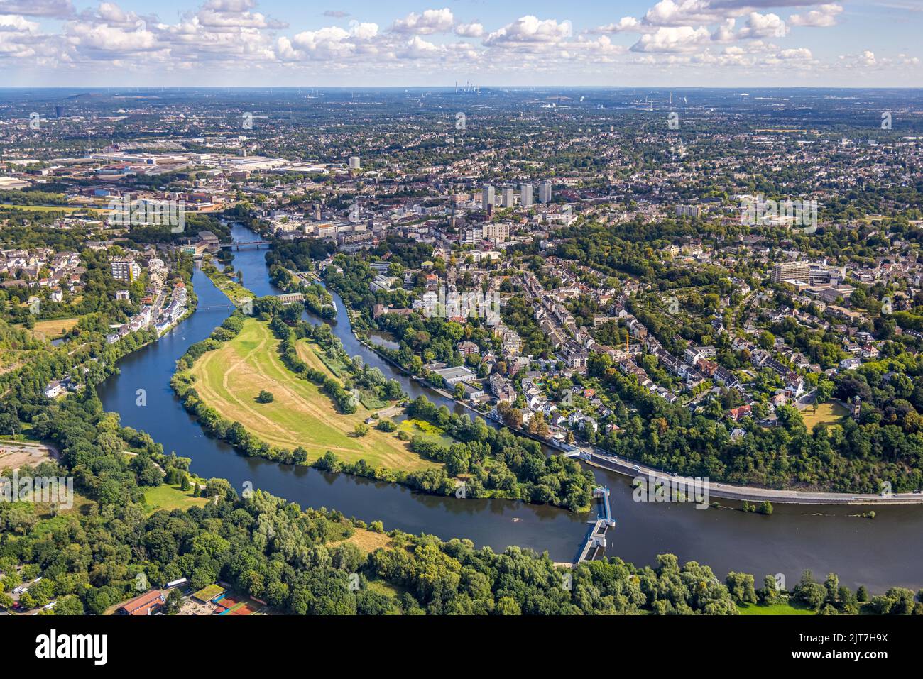 Luftaufnahme, Ruhrinsel und Schleuse, Altstadt I - Südwesten, Mülheim ...