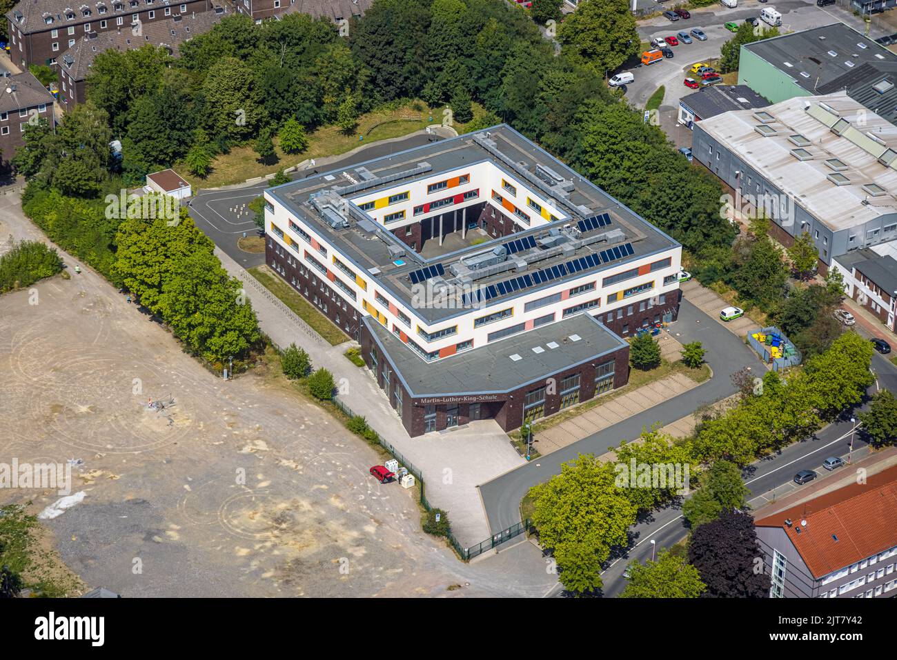 Luftaufnahme, Martin-Luther-King-Schule, Velbert, Ruhrgebiet, Nordrhein ...