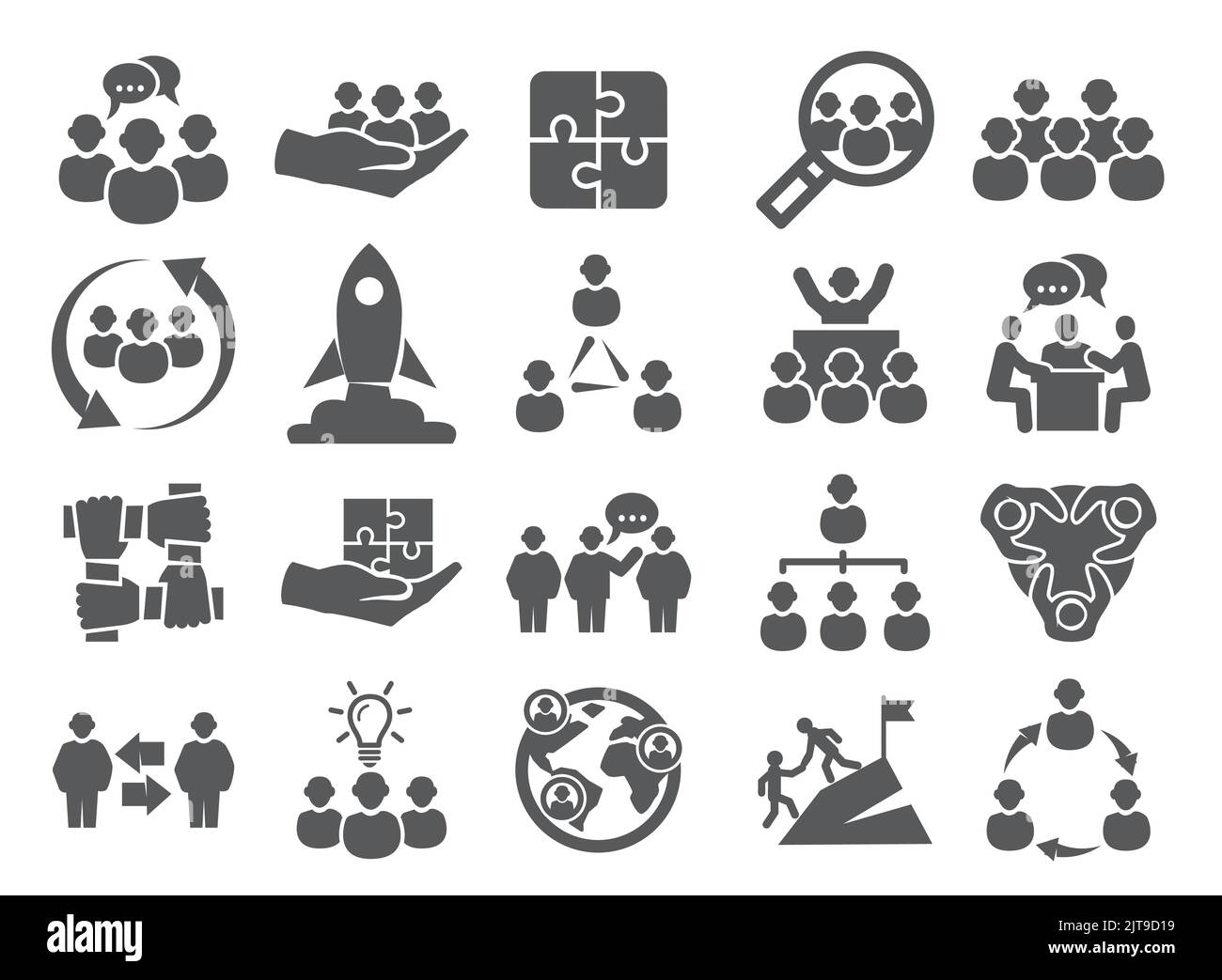 Vektorset mit Symbolen für Teamarbeit. Enthält Symbole wie ...