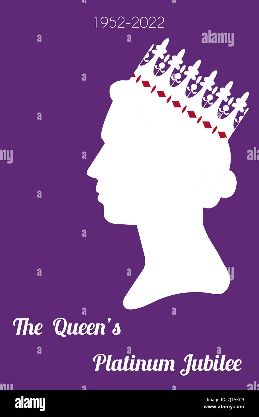 Die Feier des Platin-Jubiläums der Queens. Silhouette Profil der Frau ...
