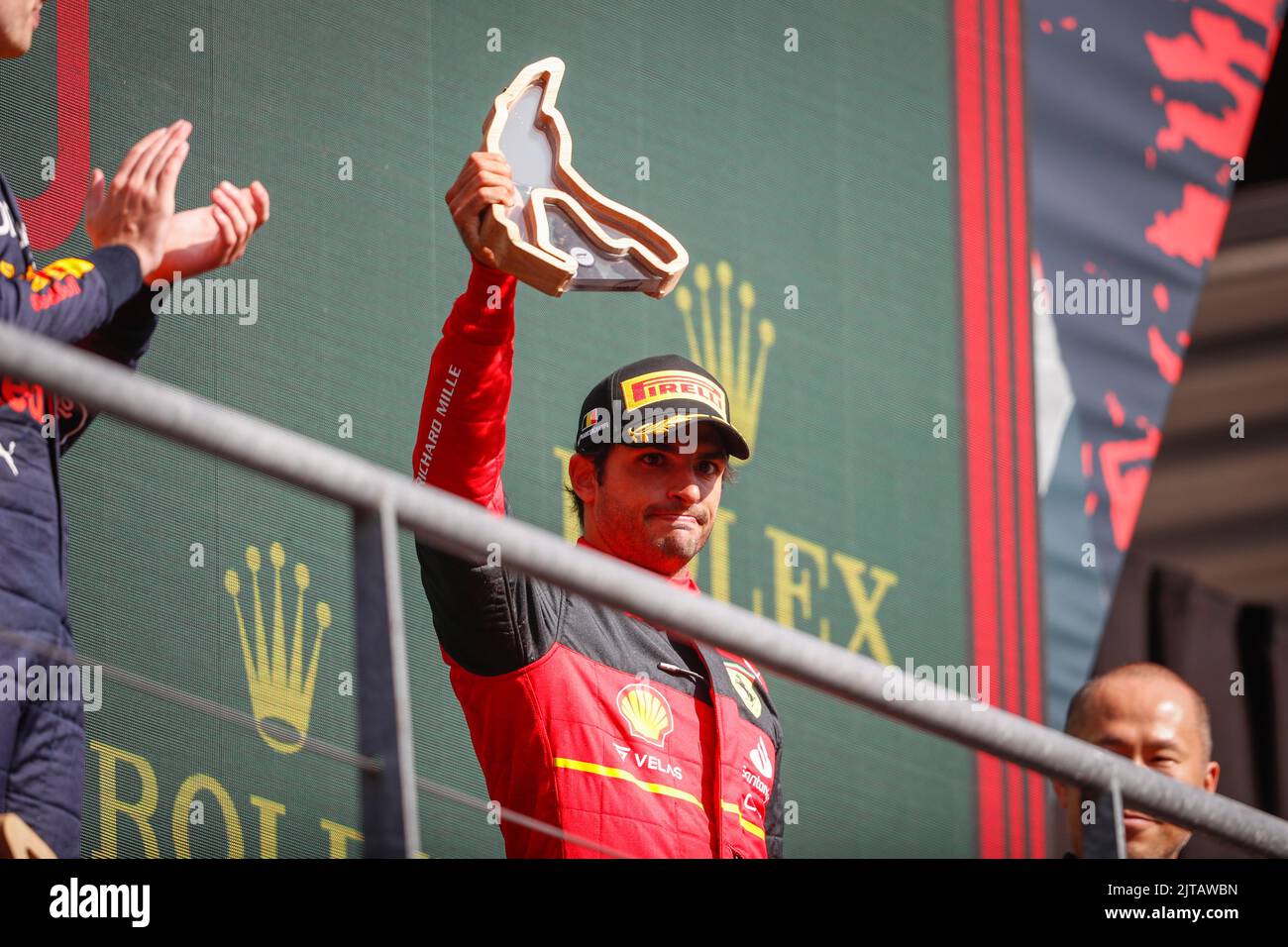 Podium SAINZ Carlos (Spa), Scuderia Ferrari F1-75, Portrait während des ...