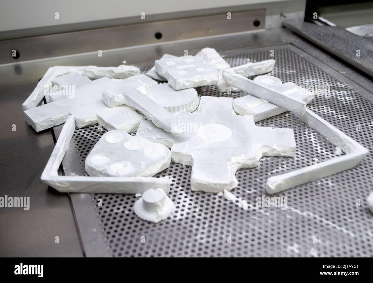 Detailobjekte, die auf dem Powder 3D-Drucker und der weißen ...