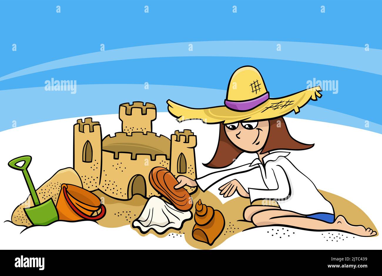 Kind mit eimer strand Stock-Vektorgrafiken kaufen - Alamy