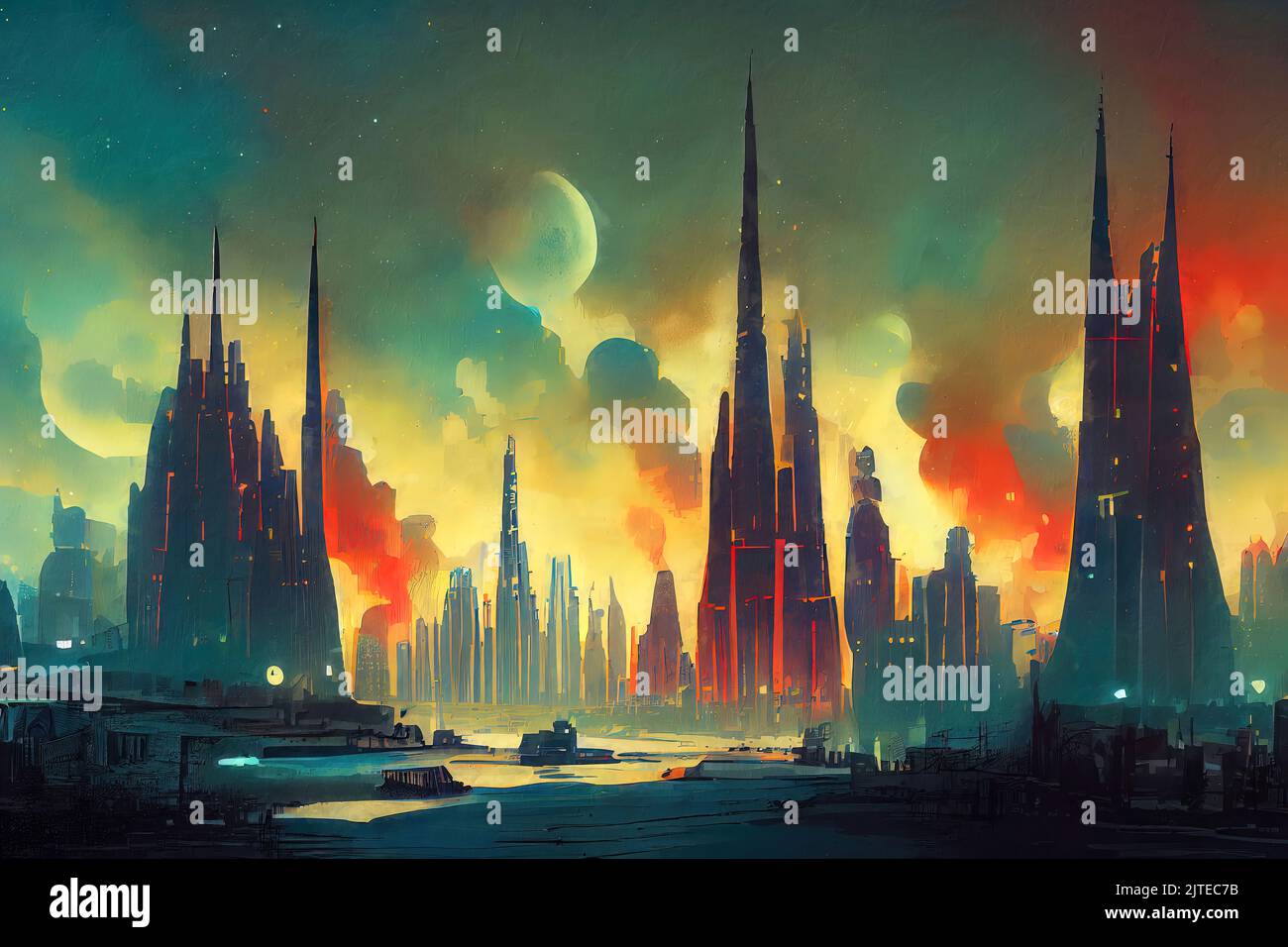 Futuristische stadt illustration -Fotos und -Bildmaterial in hoher Auflösung – Alamy