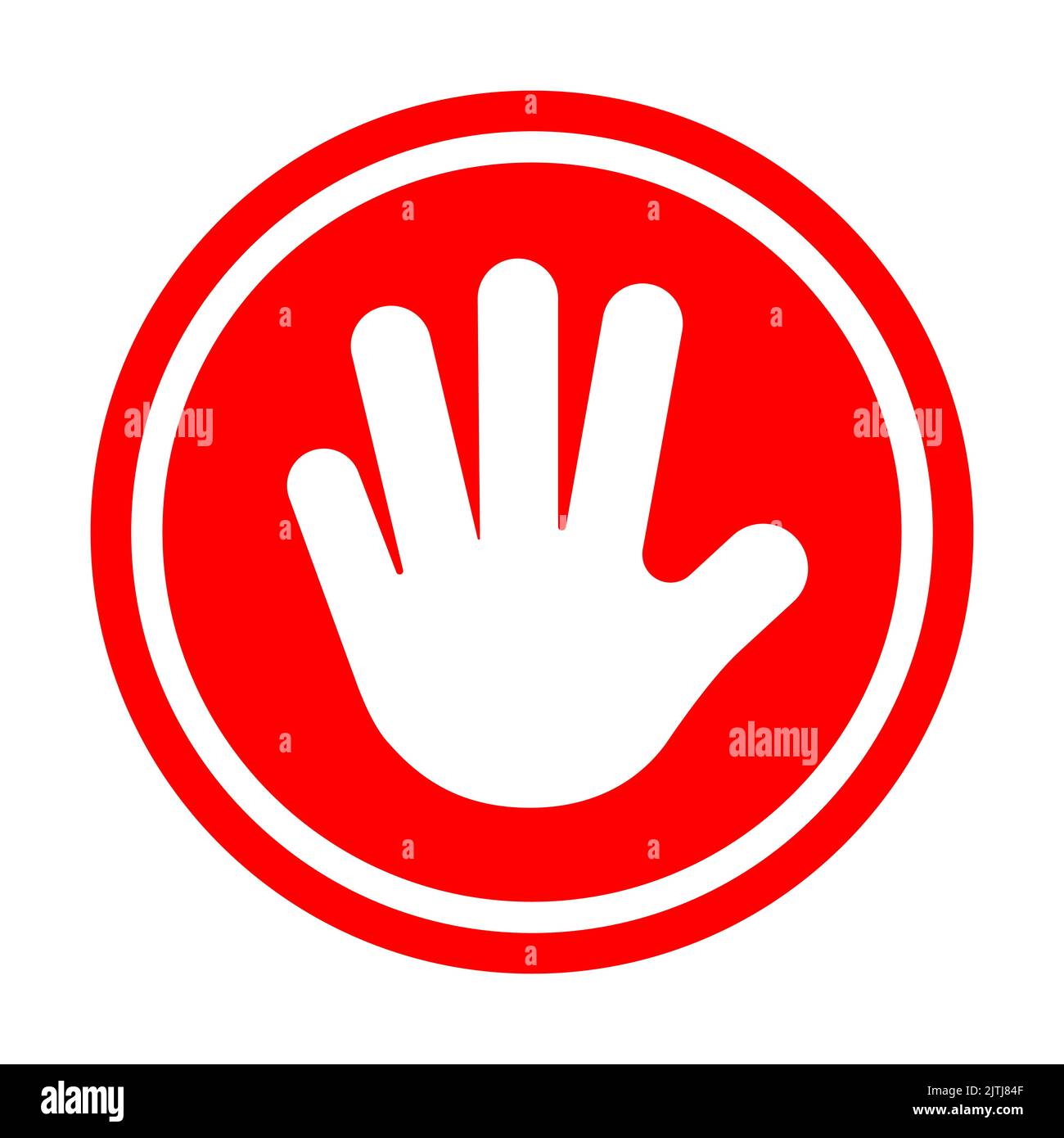 Einfaches rotes Stoppschild mit großem Handsymbol oder Symbolvektor ...