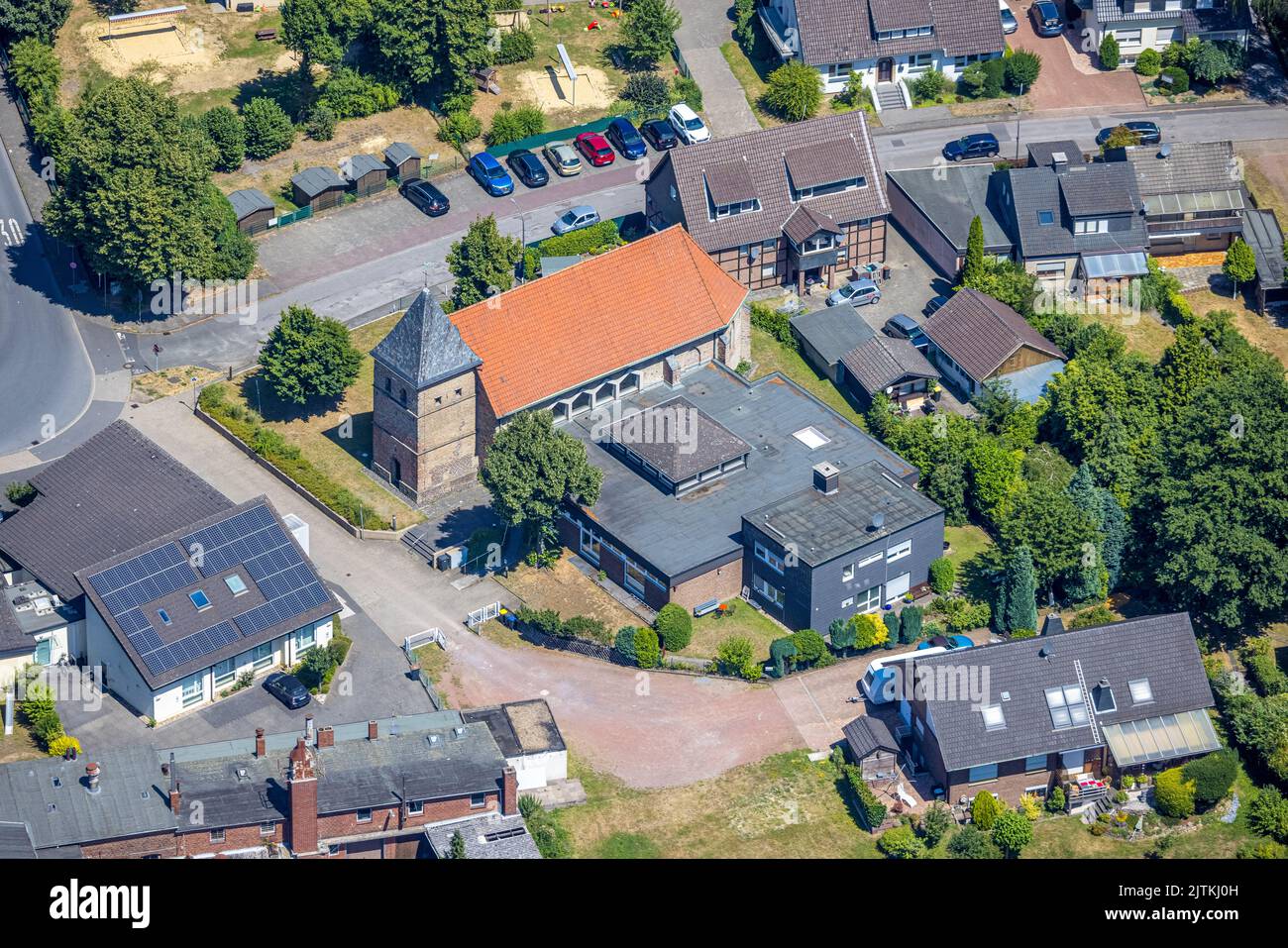 Luftaufnahme, ehemalige katholische Pfarrkirche Alt St. Lambertus ...