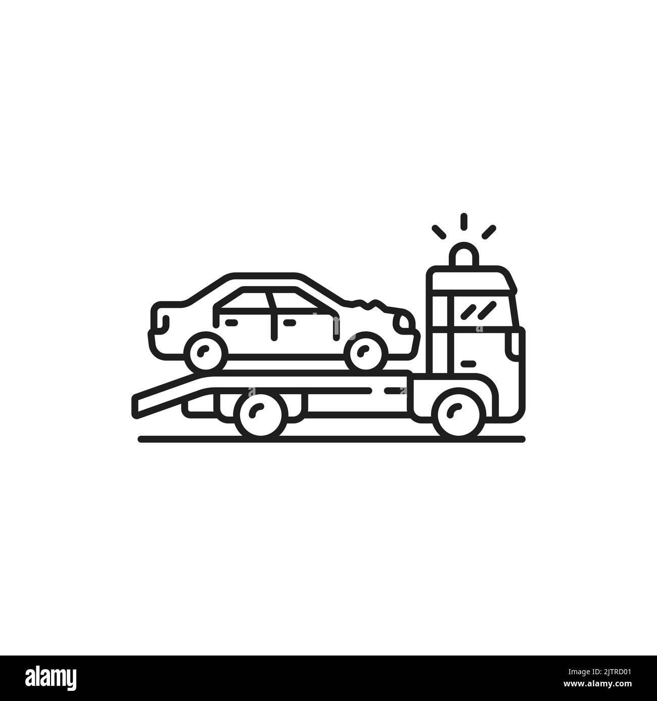 Symbol für Kollision, Unfall oder Unfall mit dünnen Linien. Autoschaden ...