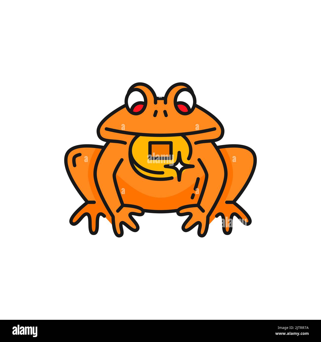 Frosch mit Geldmünze, chinesisches Feng Shui Symbol Farbe Umriss Symbol ...