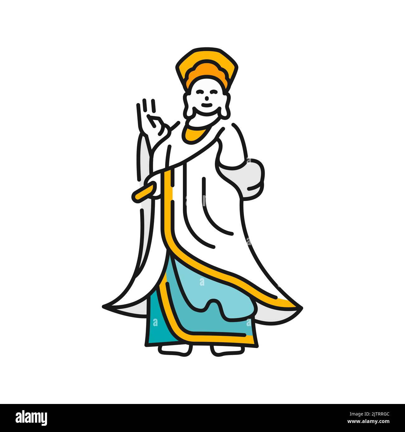 Guanyin, Guan oder Kuan Yin Göttin Statue in China isoliert Farbumriss ...