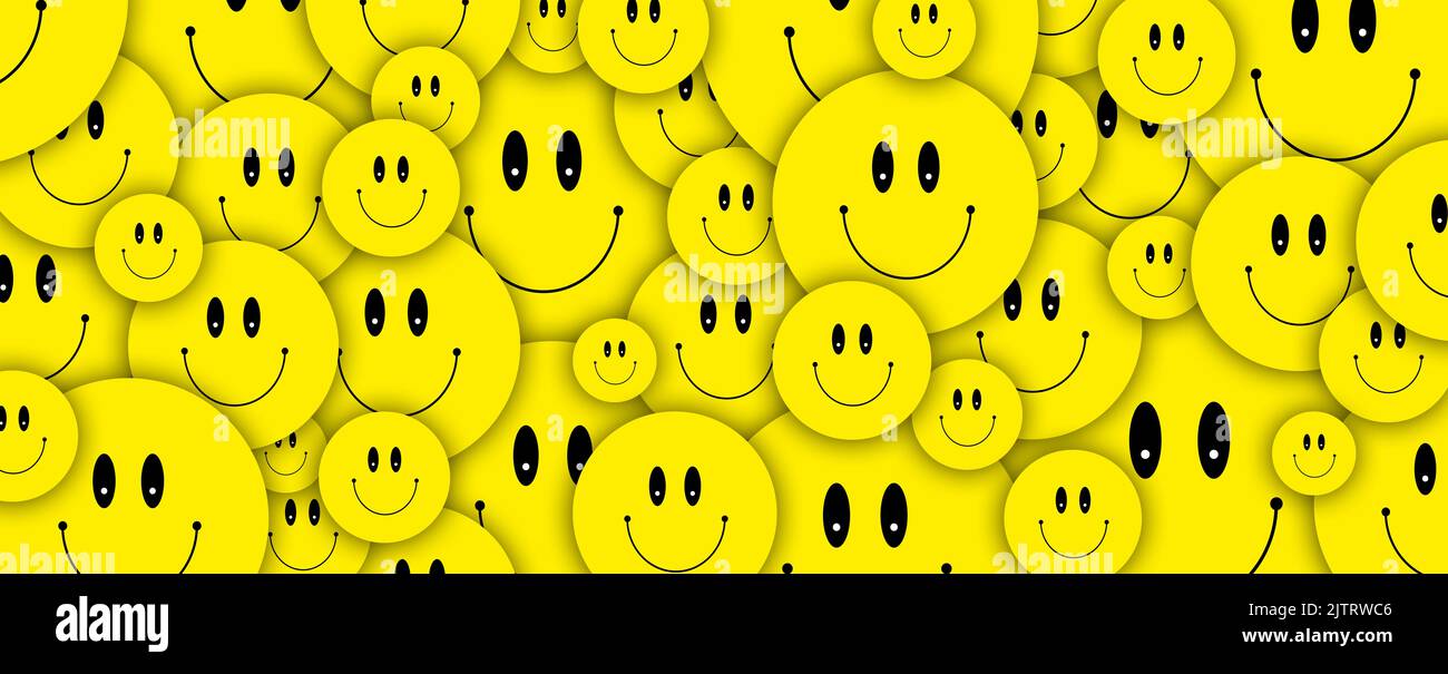 Niedliches Emoji-Set. Gelbe Gesichter, die Emoticons und Gefühle ...