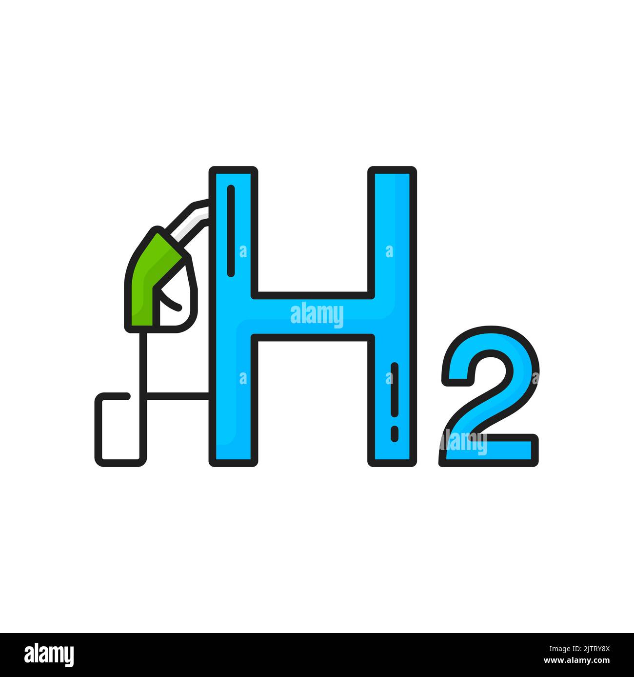 Wasserstoff-Symbol, Kfz-Tankstelle oder H2-Betankung für Automobile ...