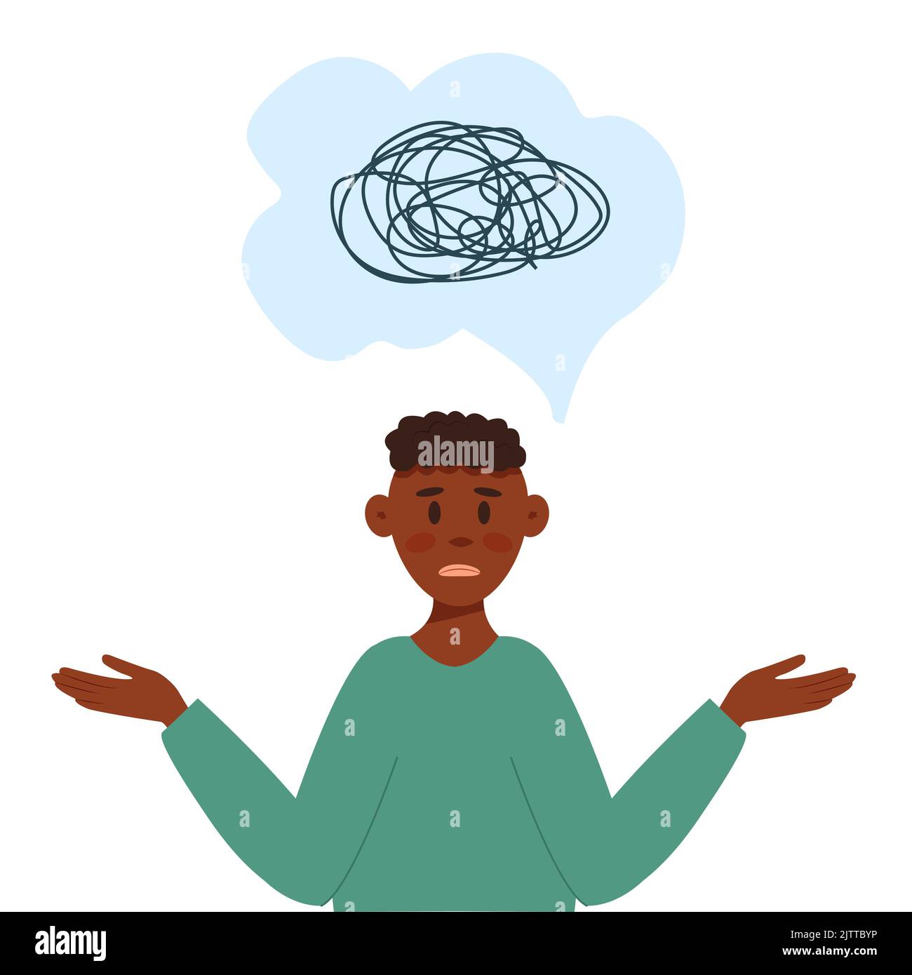 Junge verwirrt schwarzen Mann in Cartoon-flachen Stil. Konzept der ...