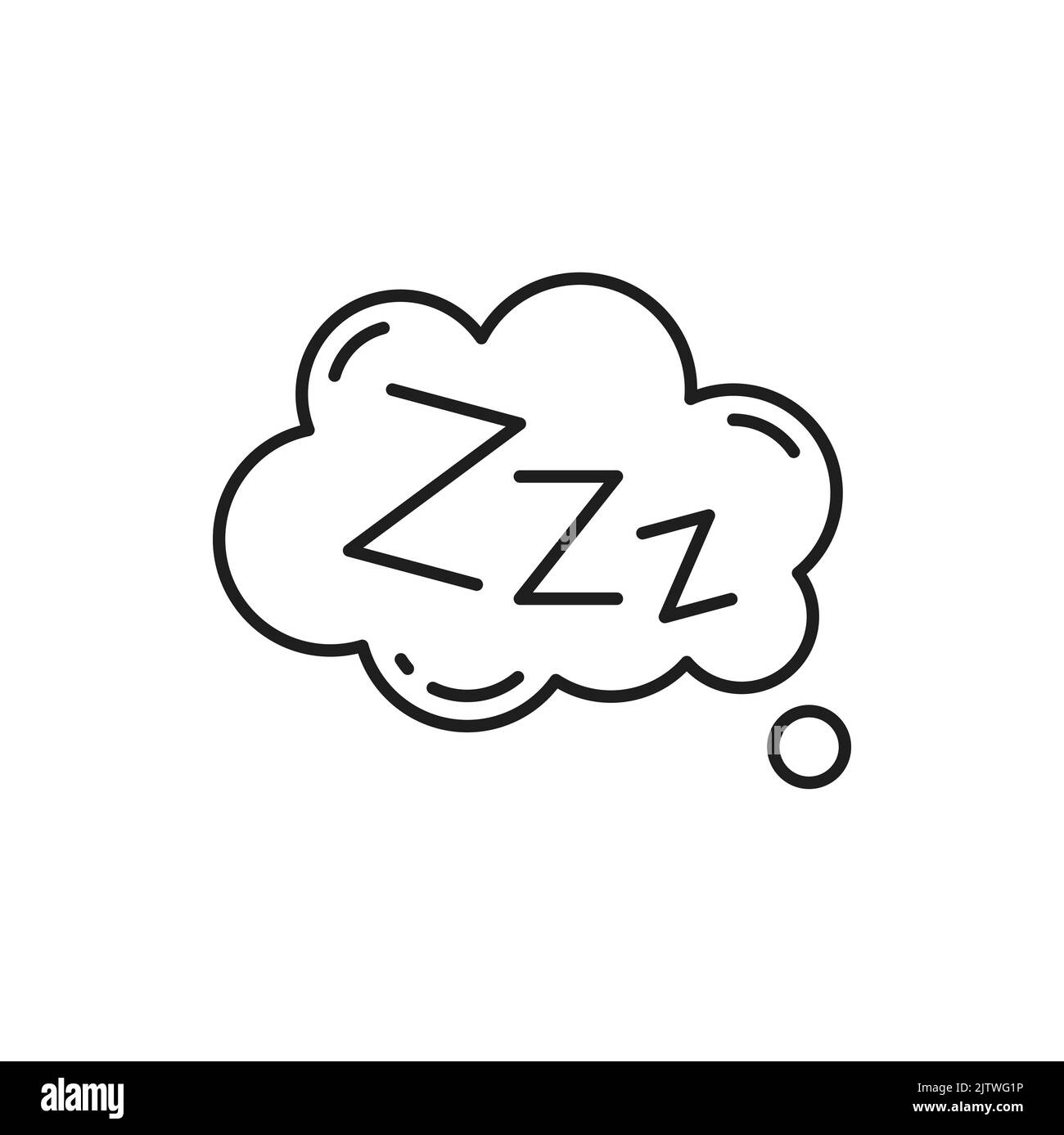 Comic-Blase mit zzz schlafen Zeichen isoliert Linie Kunst-Symbol ...