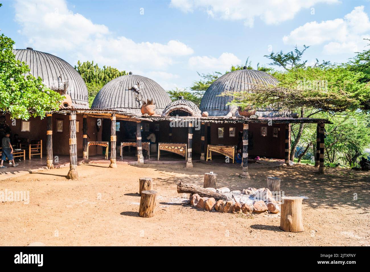 Dorfarchitektur. Shakaland Zulu Village. KwaZulu-Natal, Südafrika ...