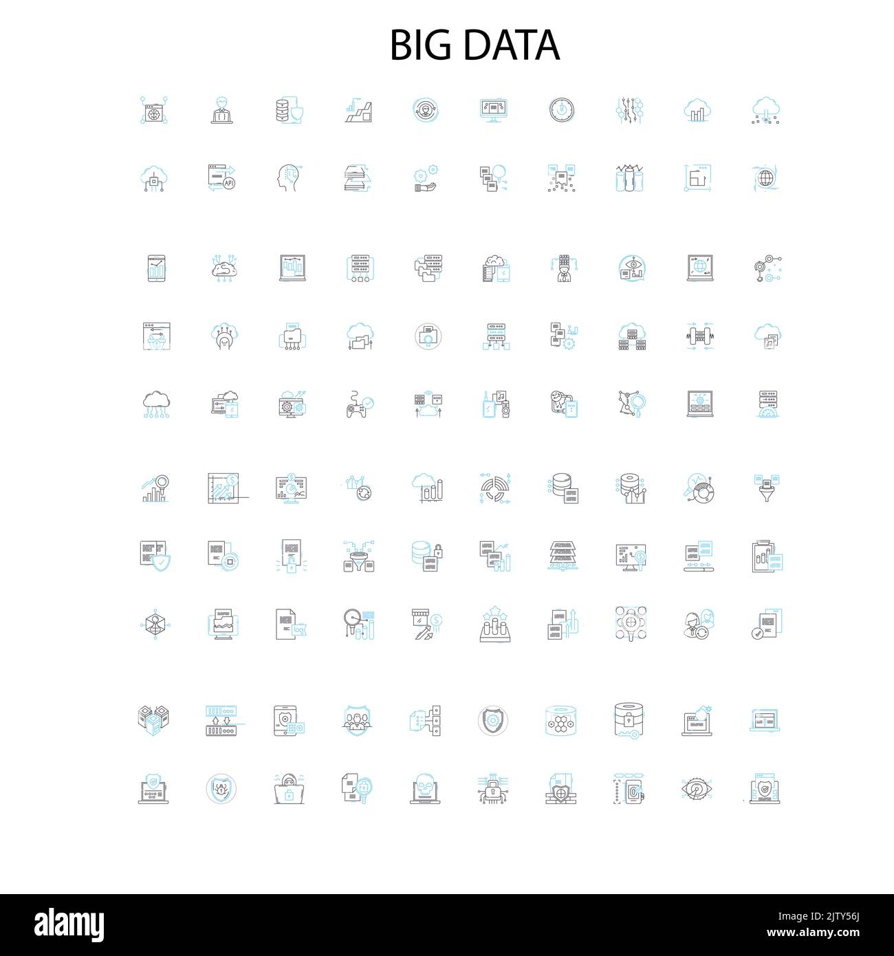 Big-Data-Symbole, Schilder, Umrisssymbole, Konzept lineare Illustration ...