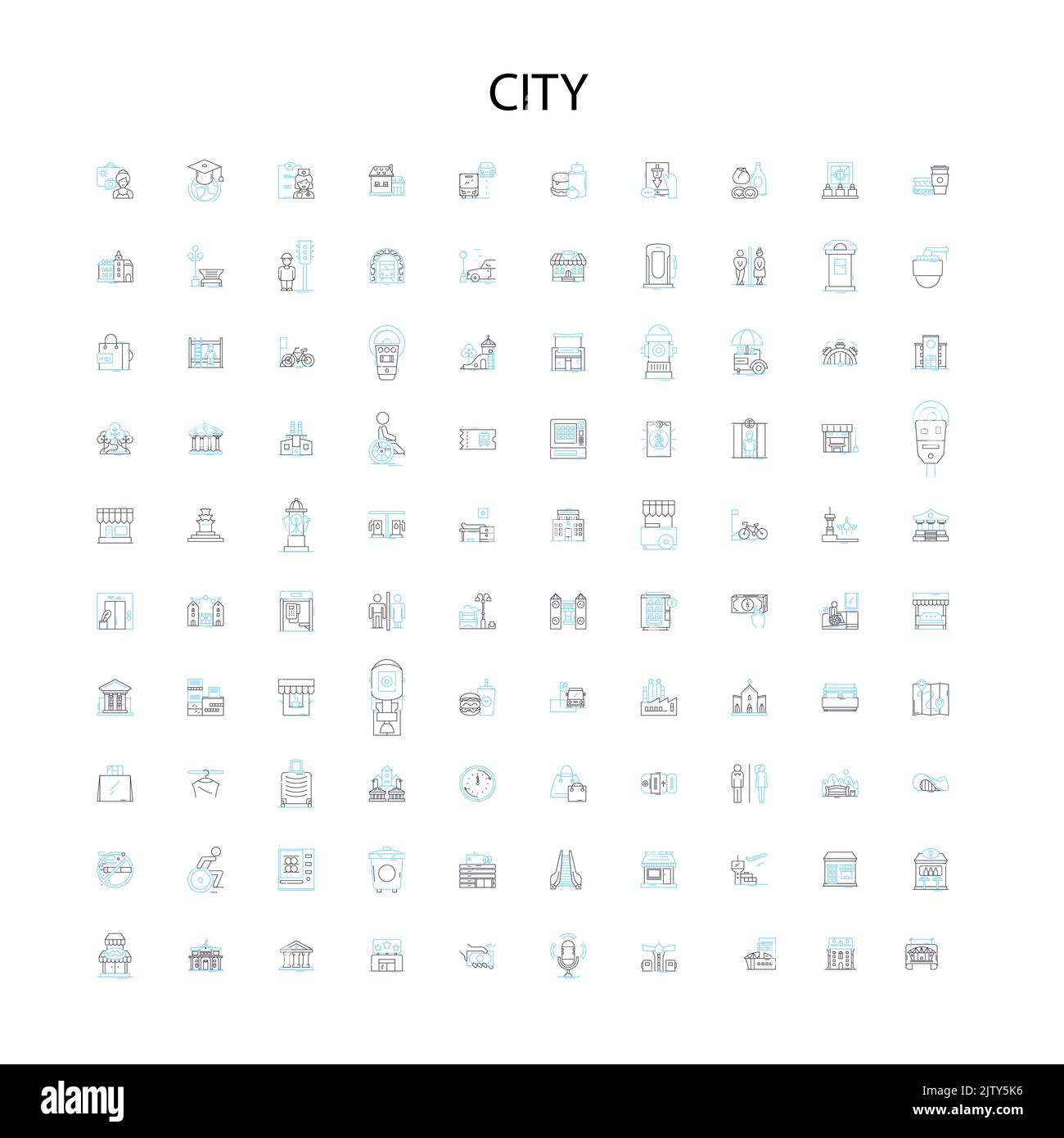 Stadt Symbole, Schilder, Umrisssymbole, Konzept lineare Illustration ...