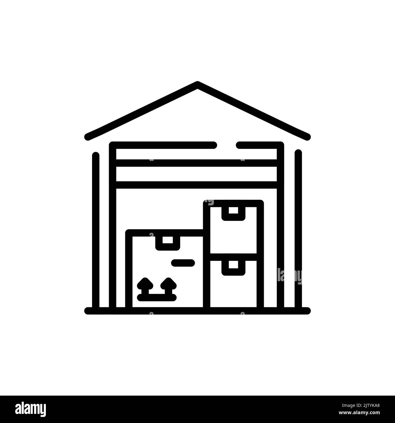 Lagerhaus mit farbigen Linien-Symbol. Piktogramm für Webseite Stock ...