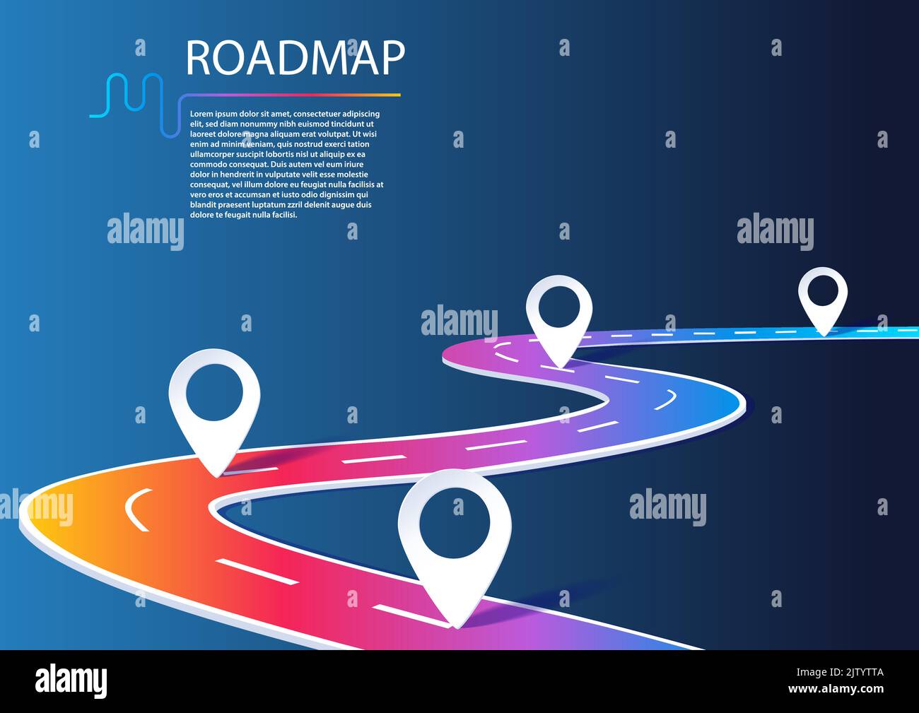 Infografik zur Roadmap mit Meilensteinen. Geschäftskonzept für ...