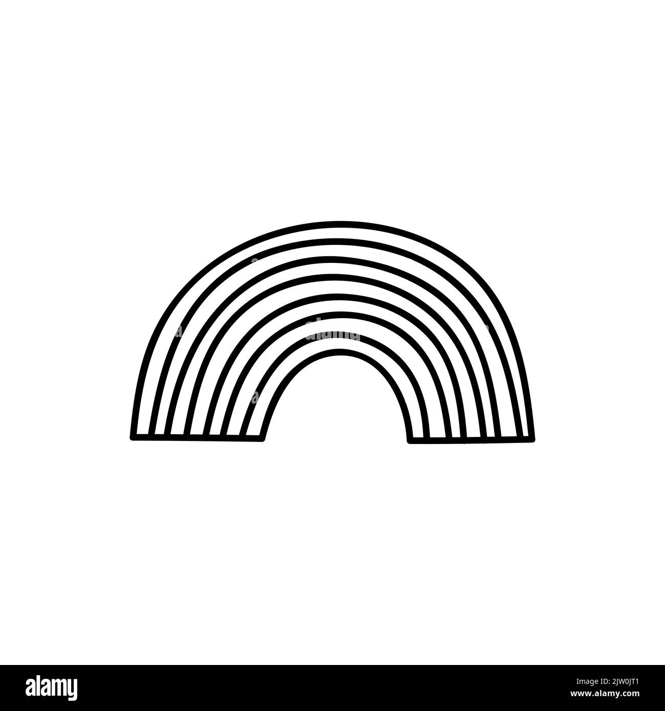 Doodle Umriss Regenbogen-Symbol auf weißem Hintergrund isoliert Stock ...