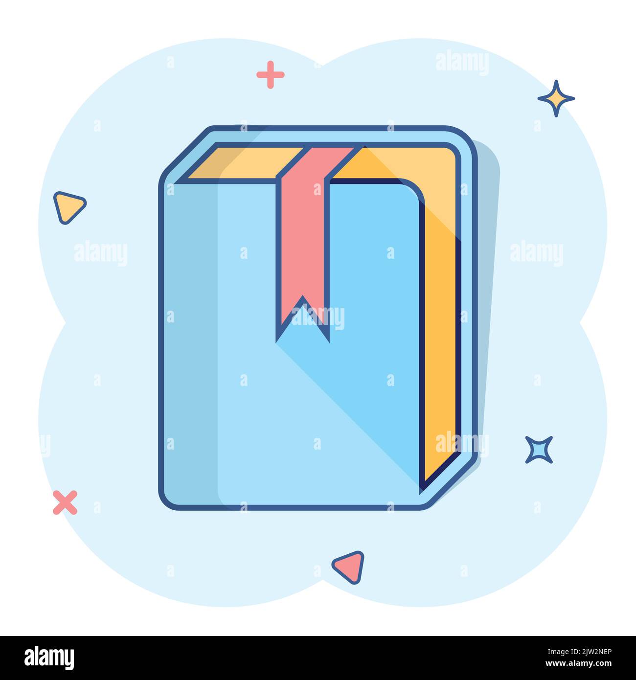 Vektor cartoon Buch Bibliothek Symbol im Comic-stil. Bildung Konzeption ...