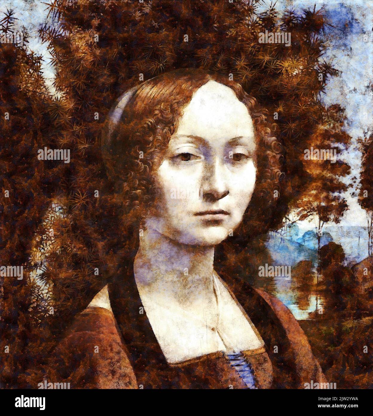 Gemälde Portret Ginevra de Benci,Leonardo da Vinci, Pop Art ...