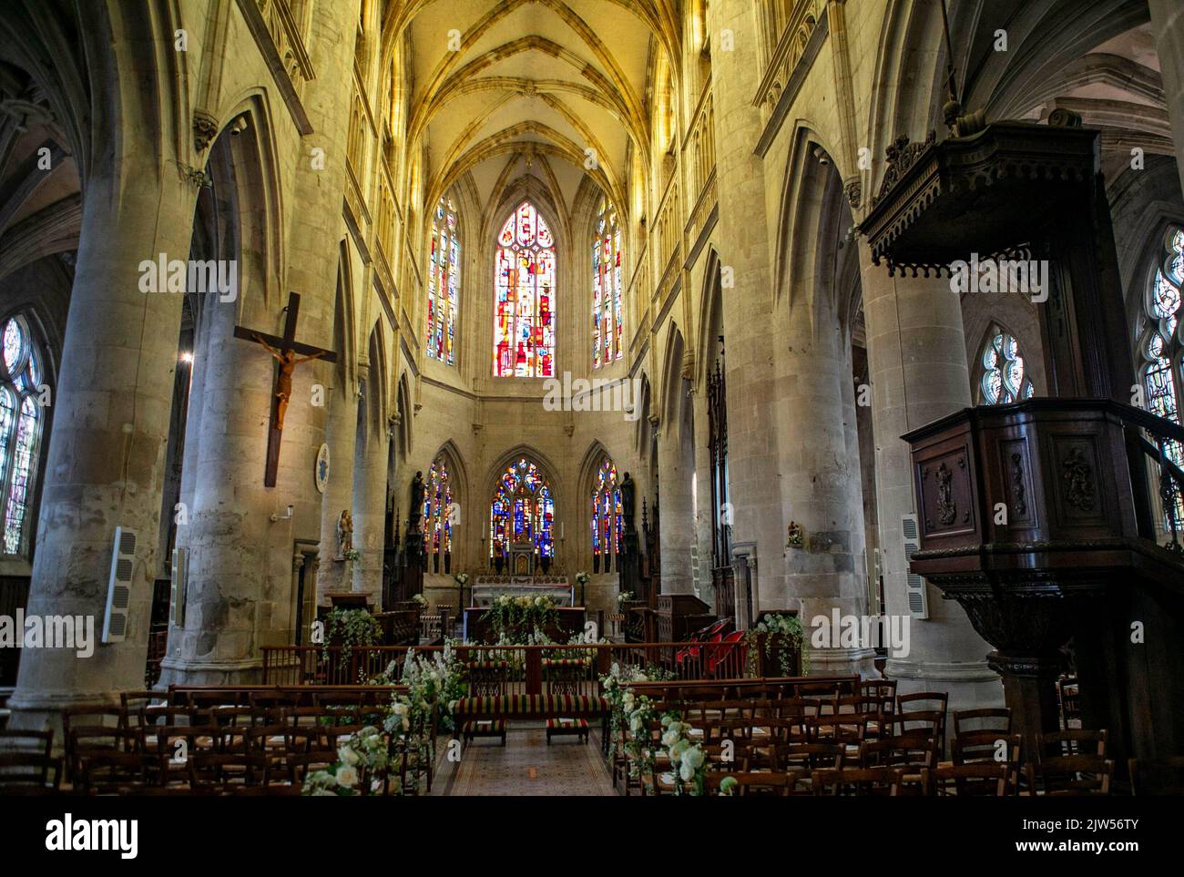Eglise Saint-Michel in Pont-l Eveque, am 03. September 2022, vor der ...