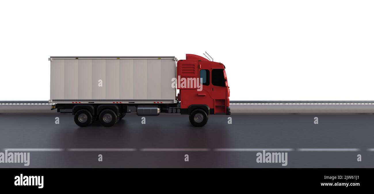 3D Rendering logistic van Trailer LKW oder LKW auf der Autobahn ...