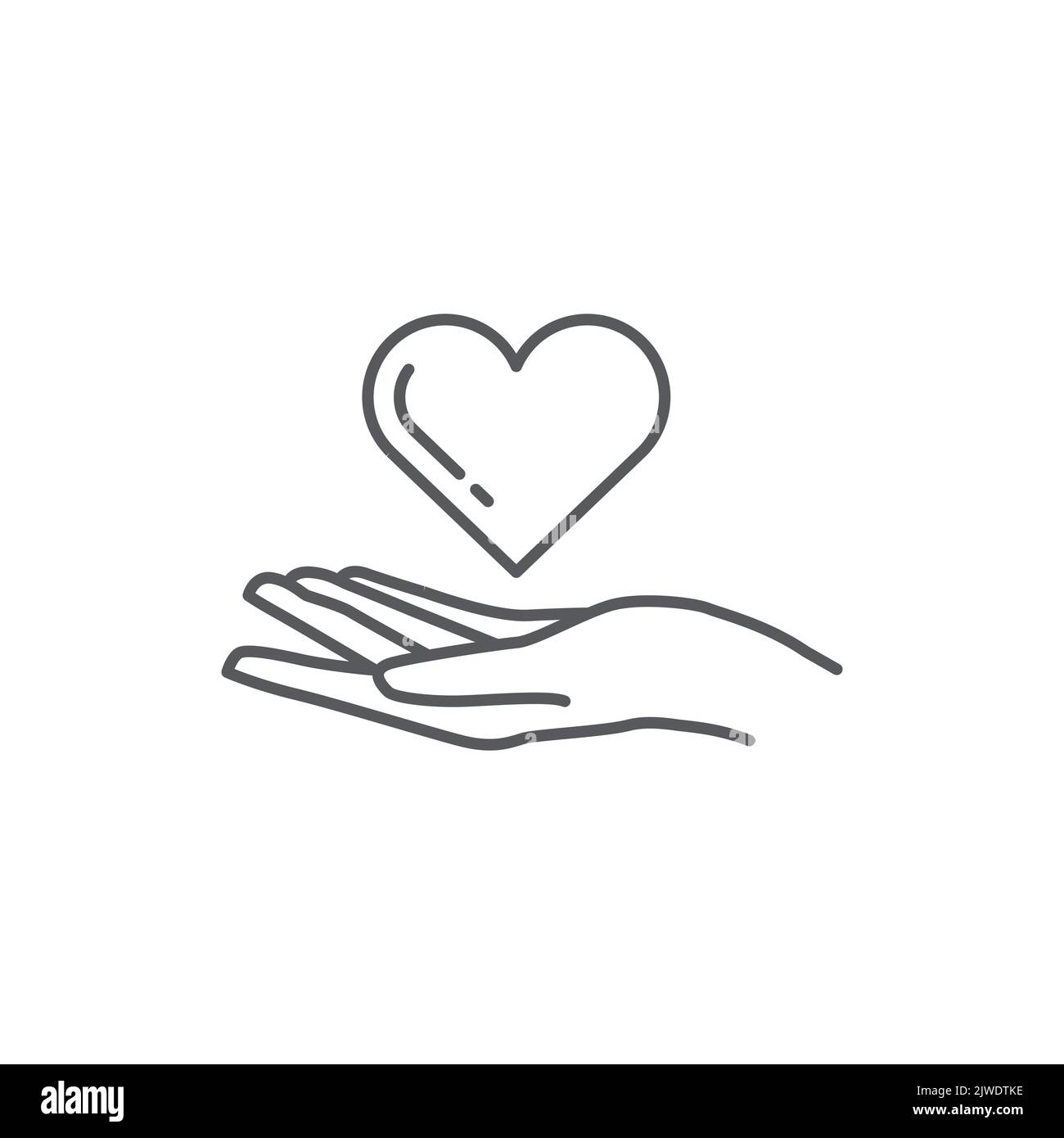 Herz in der Hand-Symbol. Symbol der Liebe und Nächstenliebe. Hand und ...