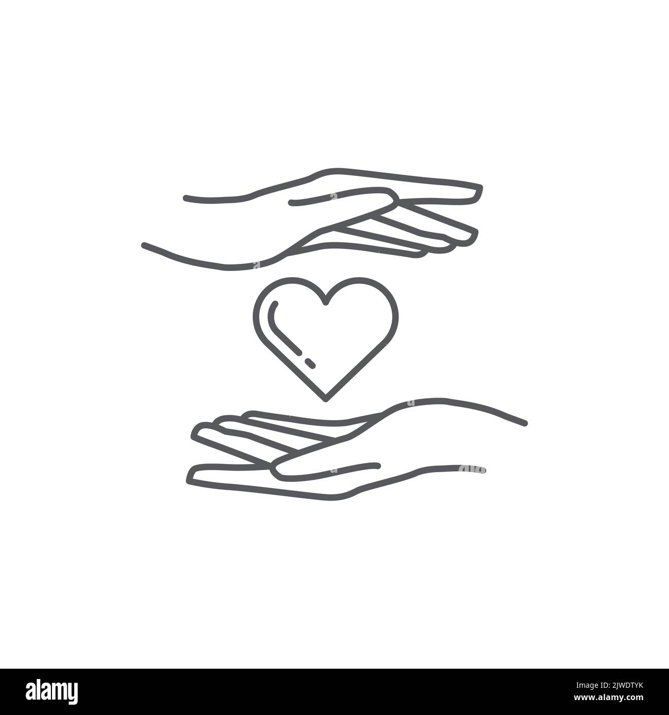 Herz in der Hand-Symbol. Symbol der Liebe und Nächstenliebe. Hand und ...