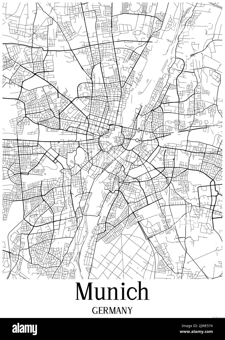 Urban vektor stadtplan von munchen Schwarzweiß-Stockfotos und -bilder ...