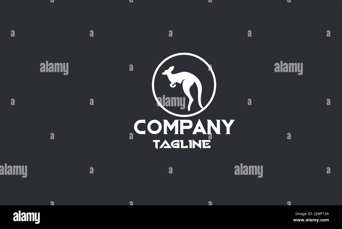 Vorlage mit minimalem Känguru-Logo Stock-Vektorgrafik - Alamy
