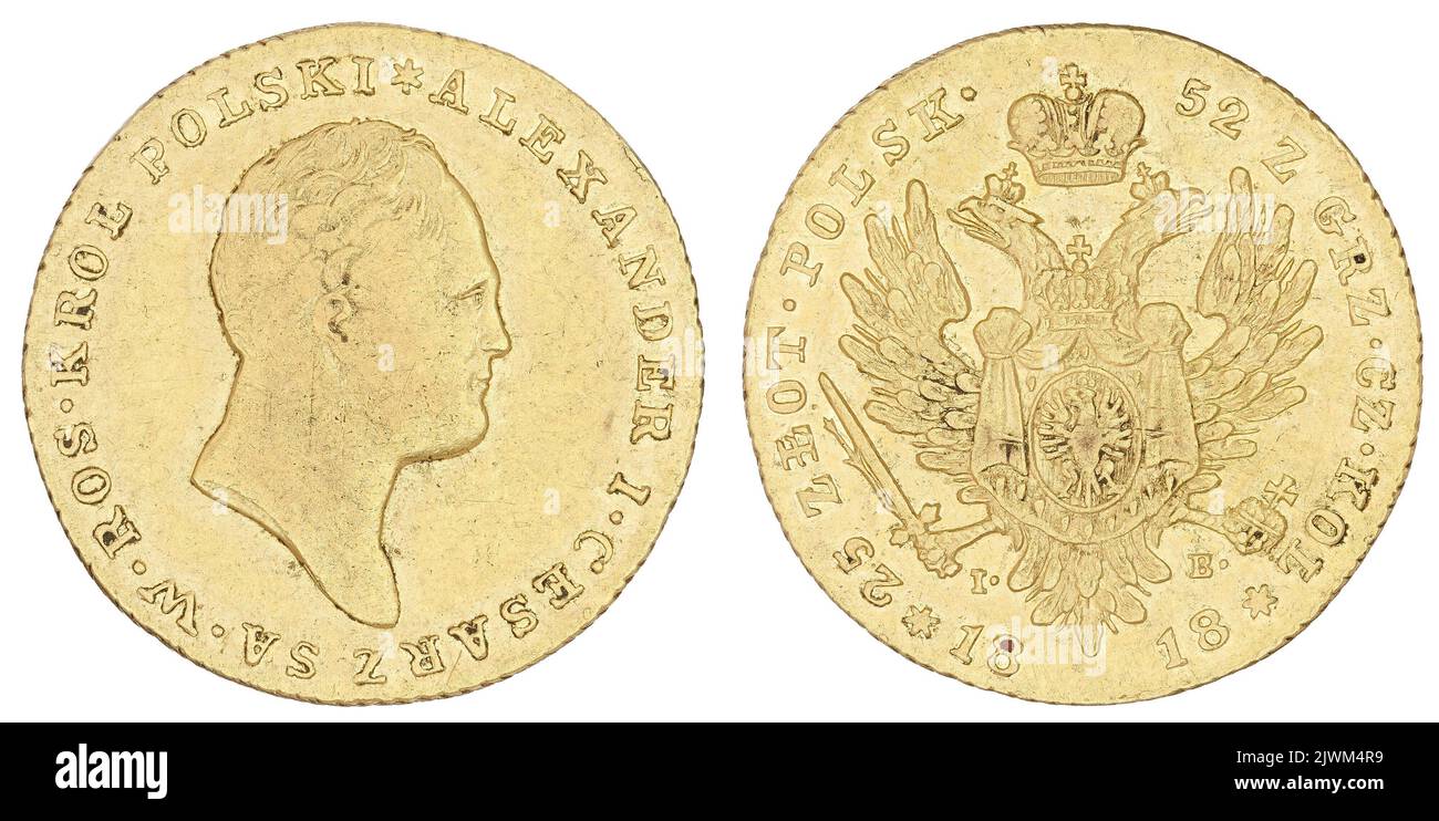 25 Polnischer Zloty. Aleksander I. (cesarz Rosji, Król Polski ; 1777 ...