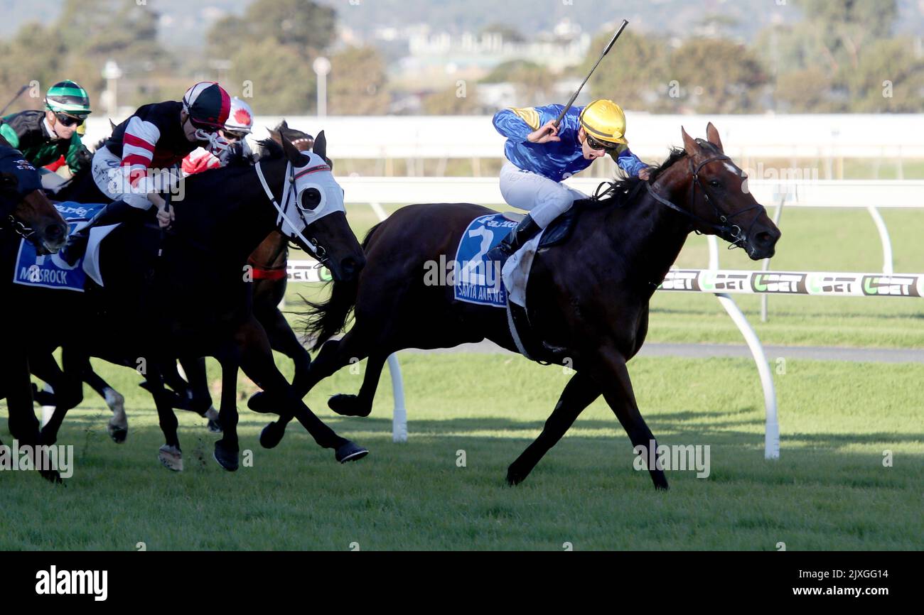 Jockey Ben Melham fährt am Samstag, 19. Mai 2018, auf der Morphettville ...
