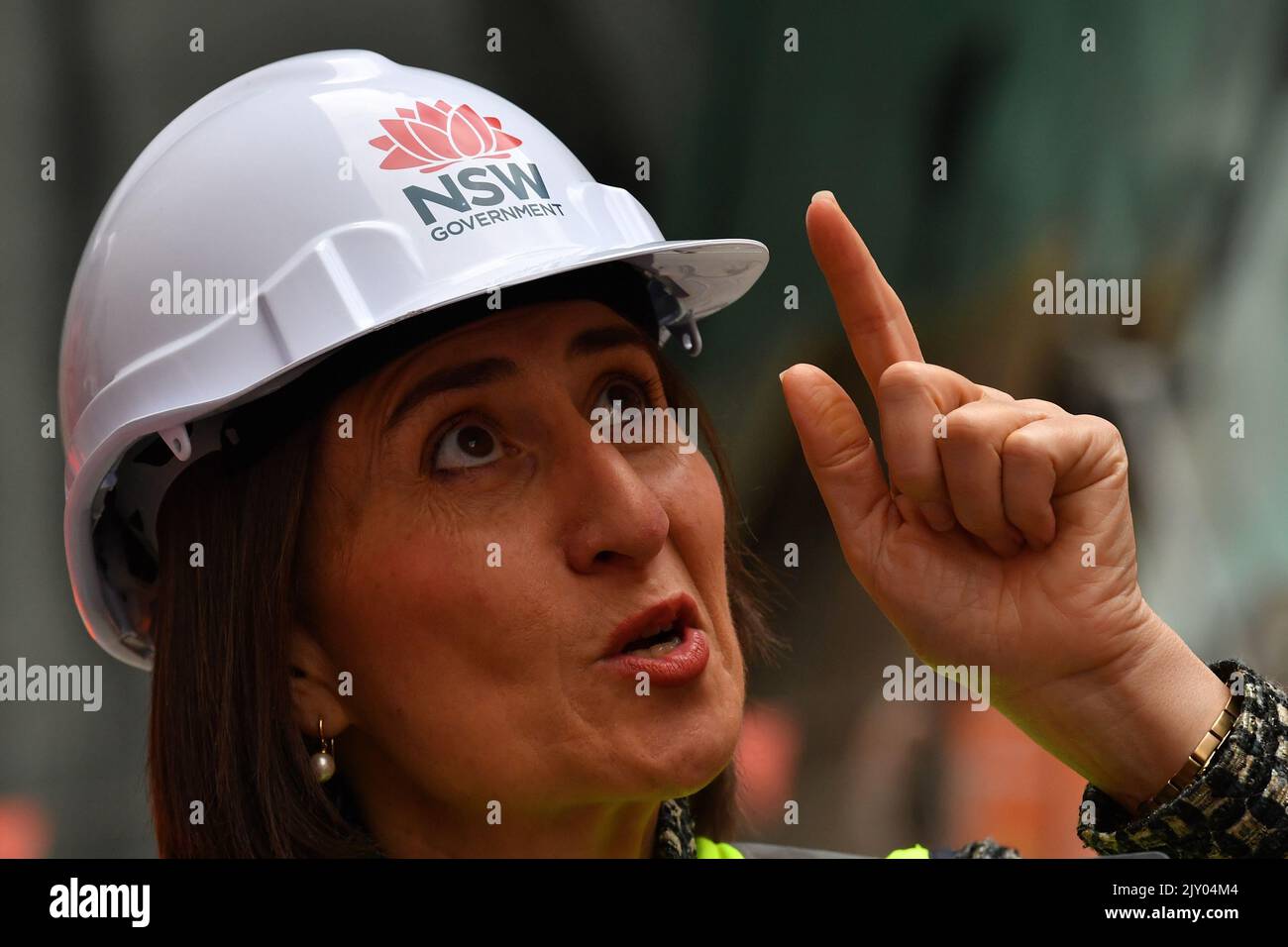 NSW-Premier Gladys Berejiklian beim Durchbruch des Metro Rail Tunnels ...
