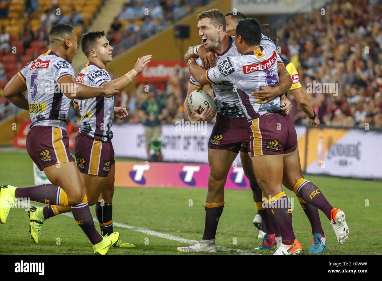 Corey Oates von den Broncos hat am Sonntag, den 27. April 2019, beim ...