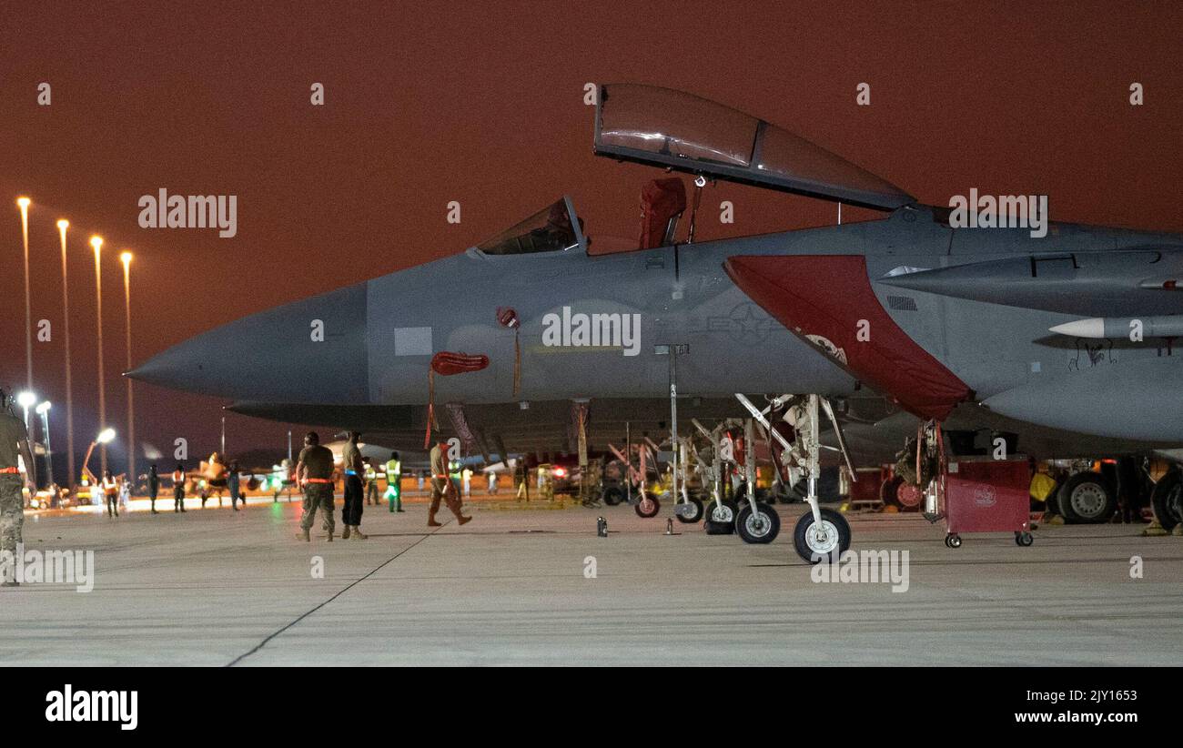 US Air Force F-15C Adler, die dem 67. Fighter Squadron zugewiesen ...