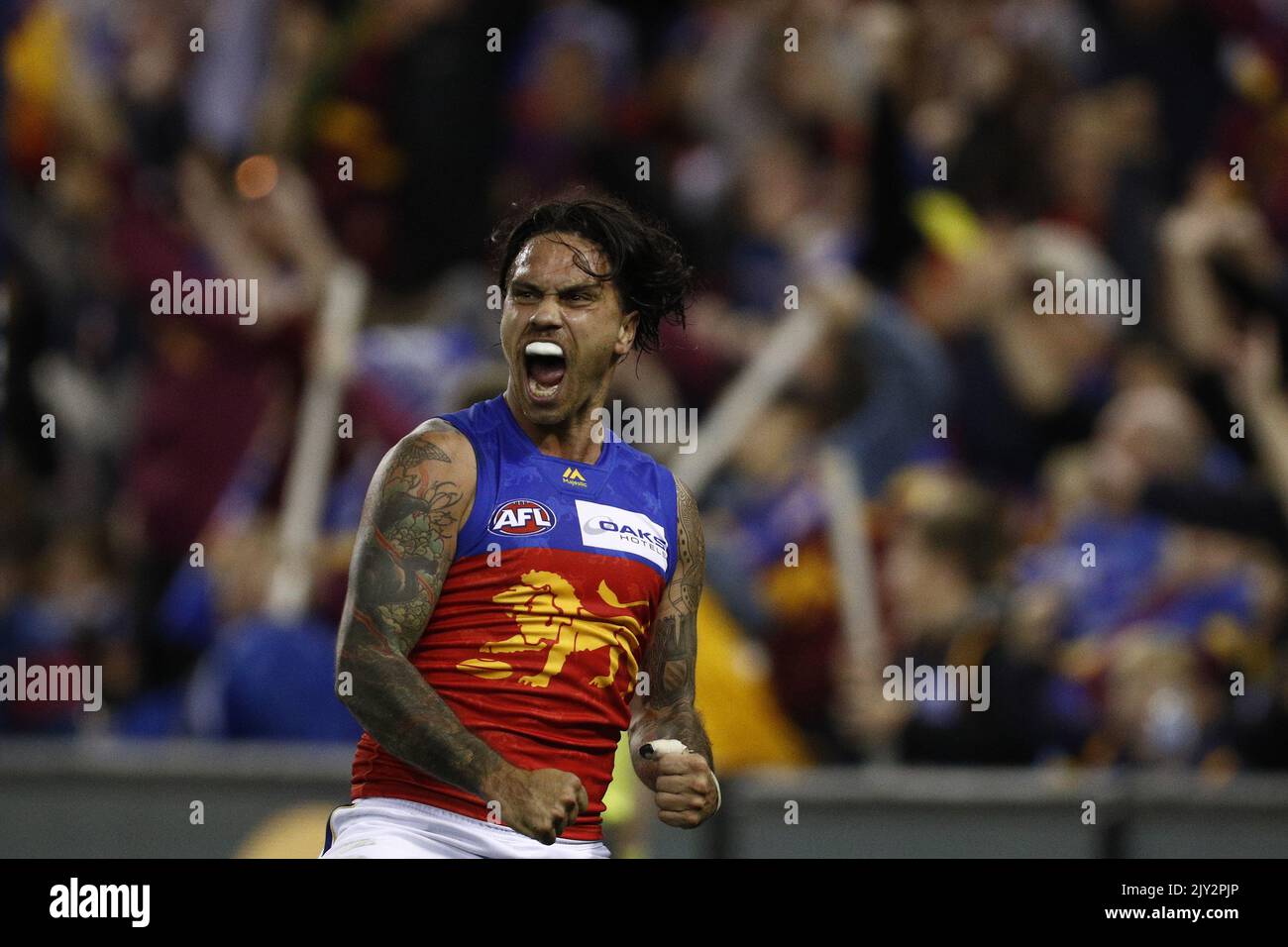 Allen Christensen of the Lions feiert am Samstag, den 22. Juni 2019, im ...